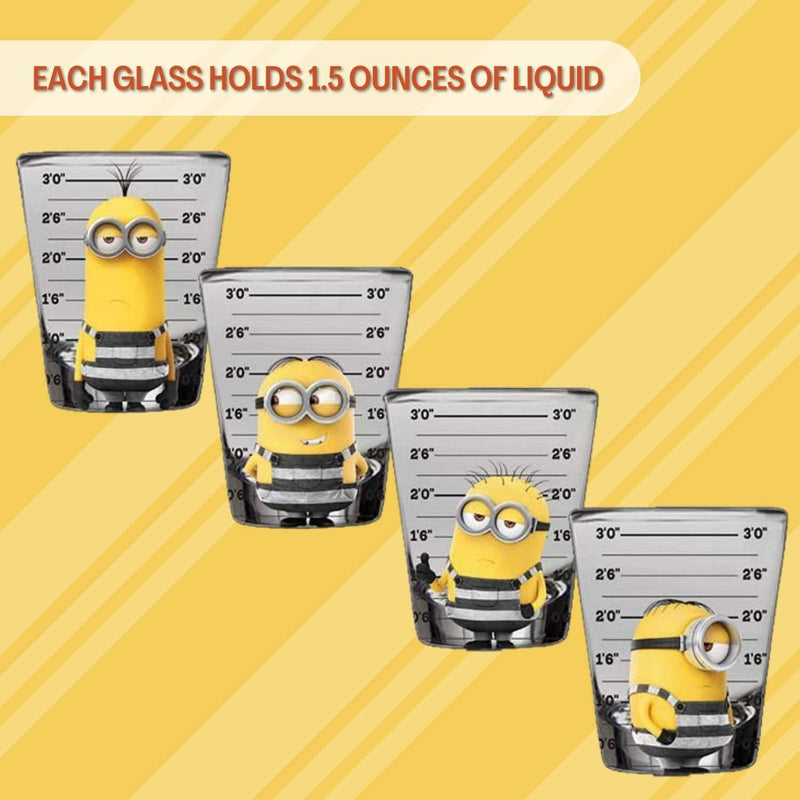 Despicable Me Minions Mugshot Shot, 1 oz. (4 Pack) Glass Set